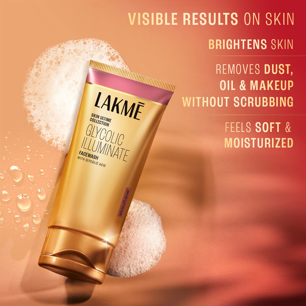 Lakmē Glycolic Illuminate Facewash with Glycolic Acid for Gentle Exfol